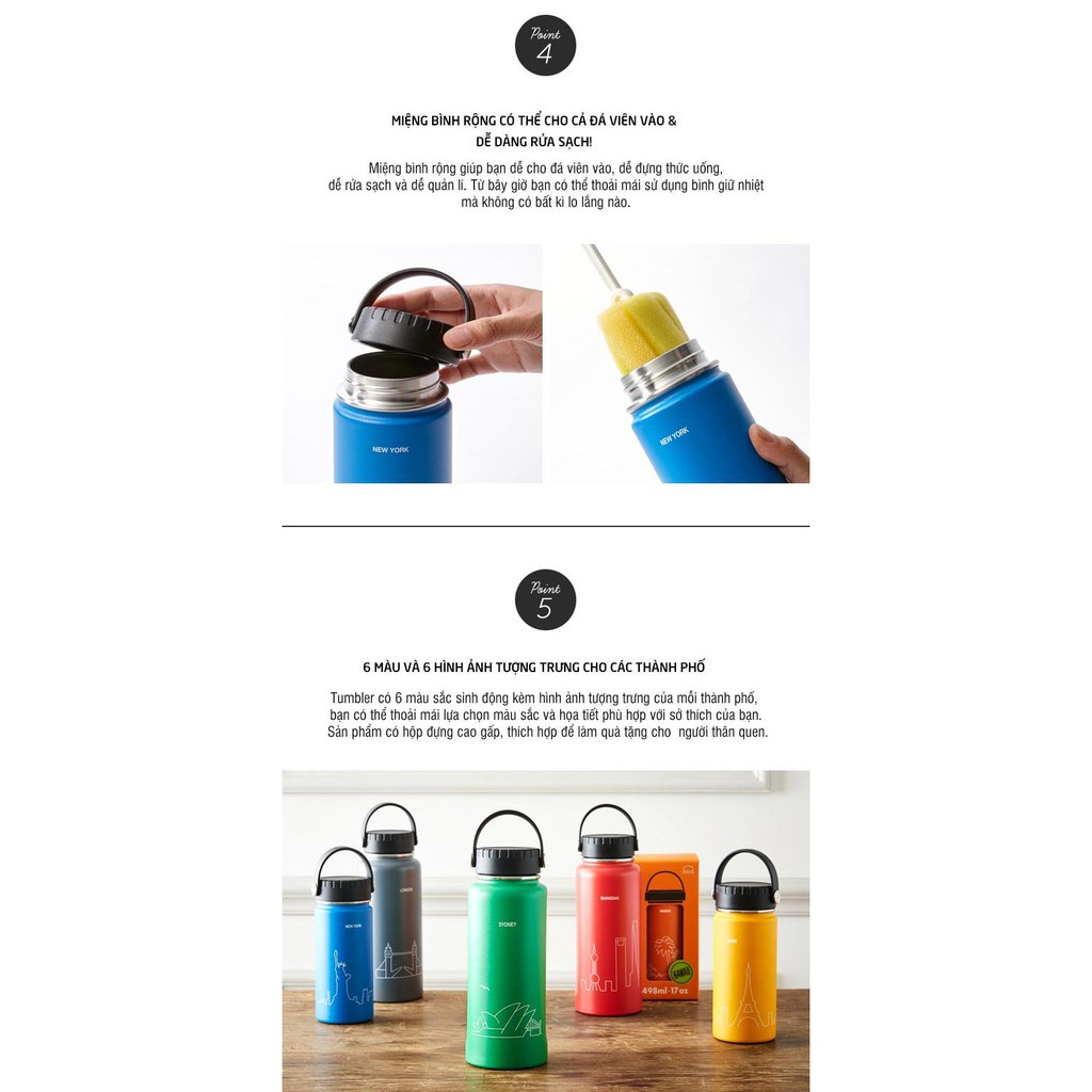 Bình giữ nhiệt LocknLock Riga Tumbler 897ml LHC4160 10 màu có khay lưới ...