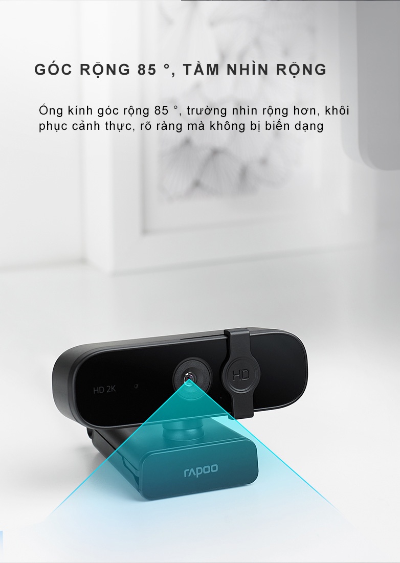 Webcam Rapoo C280 2K HD với USB2.0 với nắp đậy camera có thể xoay mic ...