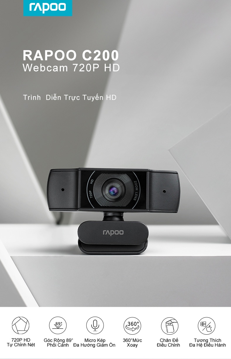 Webcam Rapoo C200 FullHD 720p | Shopee Việt Nam