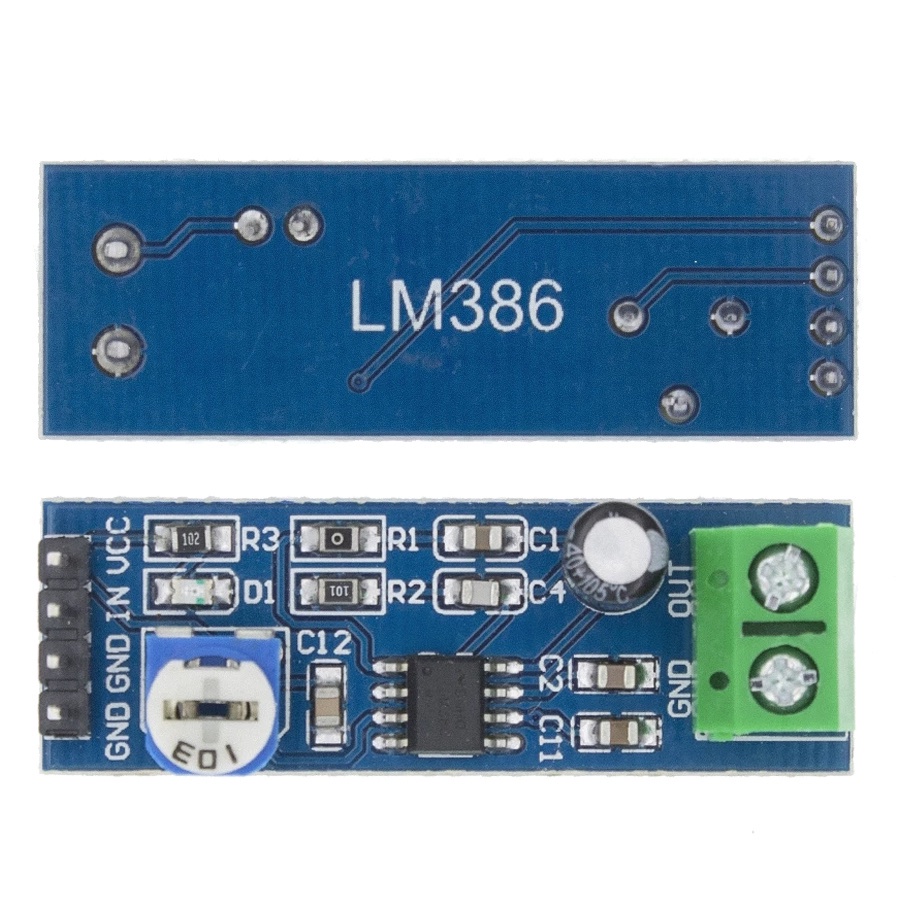 LM386 Audio Power Amplifier Module 200 Times Gain Amplifier Board Mono Power Amplifier 5V-12V ...