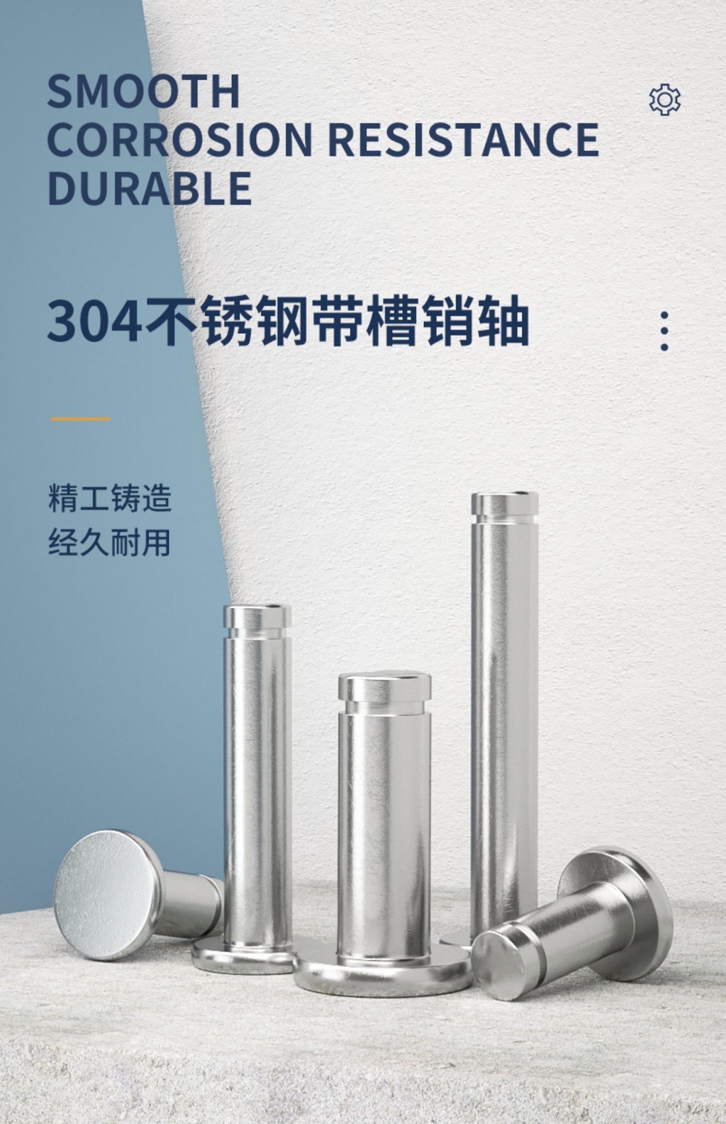 [xjk] 304 chốt hình trụ với khe kẹp trục bằng thép không gỉ đầu phẳng hình trụ vòng chụp chốt ...