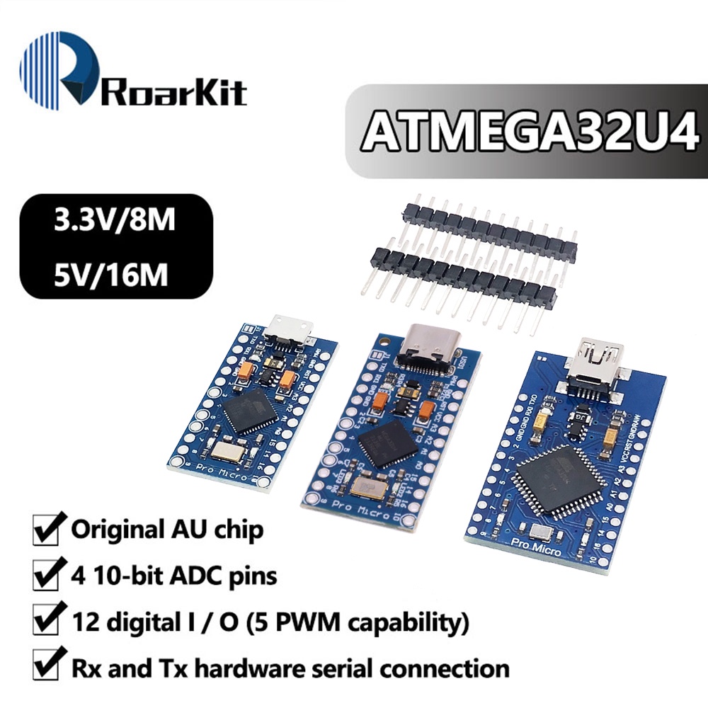Bảng Mạch atmega32u4 3.3v 8mhz pro micro 5v 16mhz mini / micro / type-c Cho arduino / leonardo ...