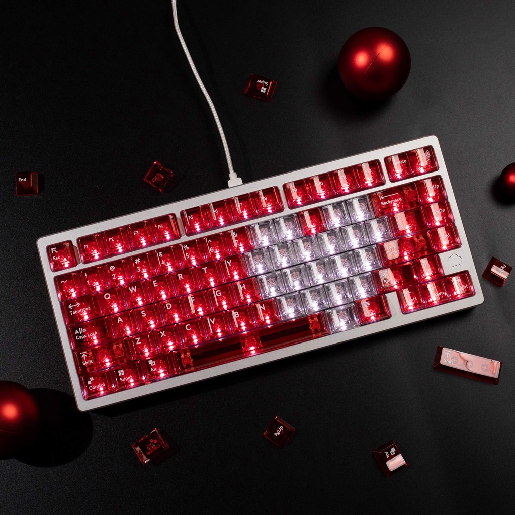 21 Chiếc Keycaps Hình Trái Tim Trong Suốt Sương Mù Đen Đỏ RGB Tình Yêu ...