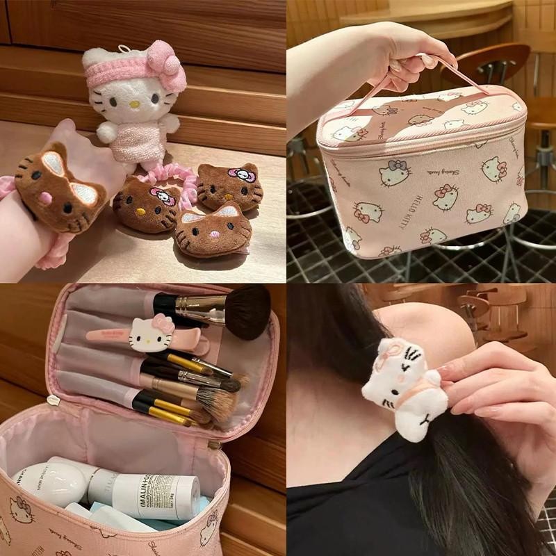 FEPO Túi đựng mỹ phẩm Hello Kitty màu hồng Dung tích lớn Túi lưu trữ di ...