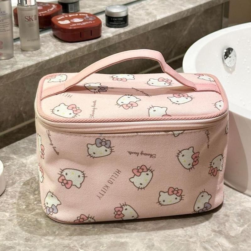 FEPO Túi đựng mỹ phẩm Hello Kitty màu hồng Dung tích lớn Túi lưu trữ di ...