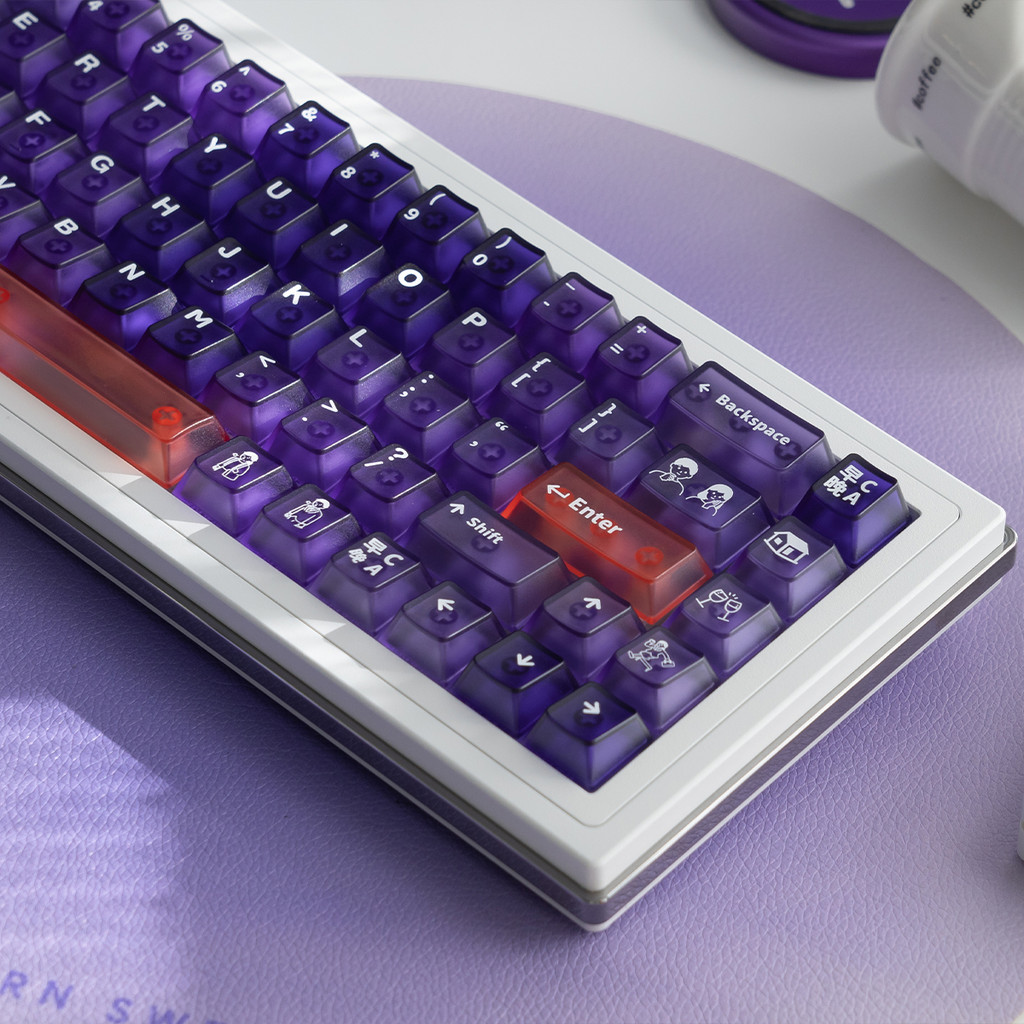 Trong suốt Foggy Purple Keycaps PC Light Through Cherry Profile keycap ...