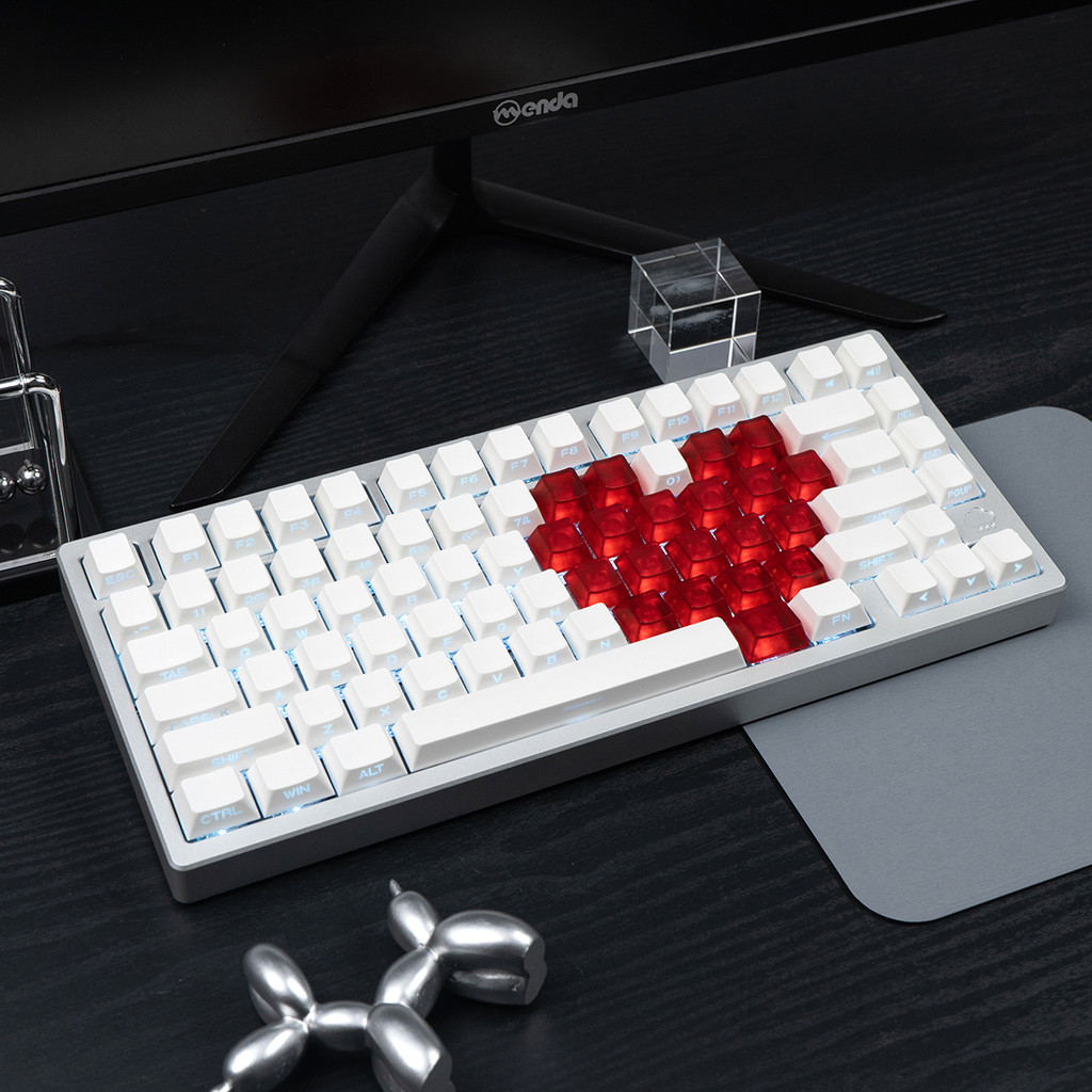 21 Chiếc Keycaps Hình Trái Tim Trong Suốt Sương Mù Đen Đỏ RGB Tình Yêu ...