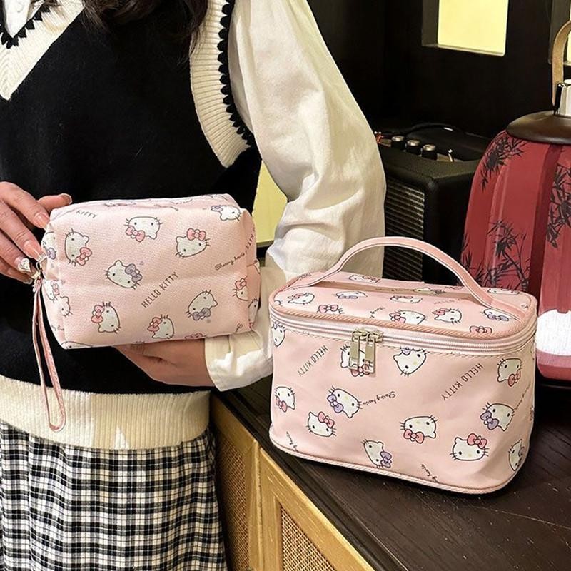 FEPO Túi đựng mỹ phẩm Hello Kitty màu hồng Dung tích lớn Túi lưu trữ di ...