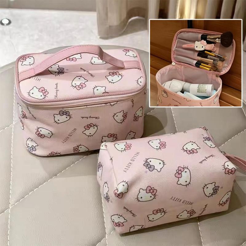 FEPO Túi đựng mỹ phẩm Hello Kitty màu hồng Dung tích lớn Túi lưu trữ di ...