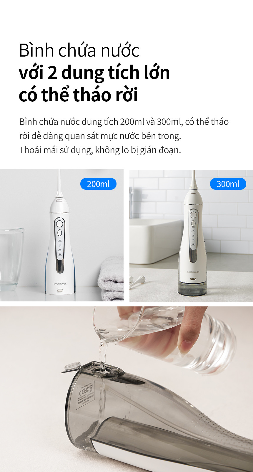 Máy Tăm Nước Không Dây LocknLock ENR156BLU 200ml,ENR154WHT 250ml ...