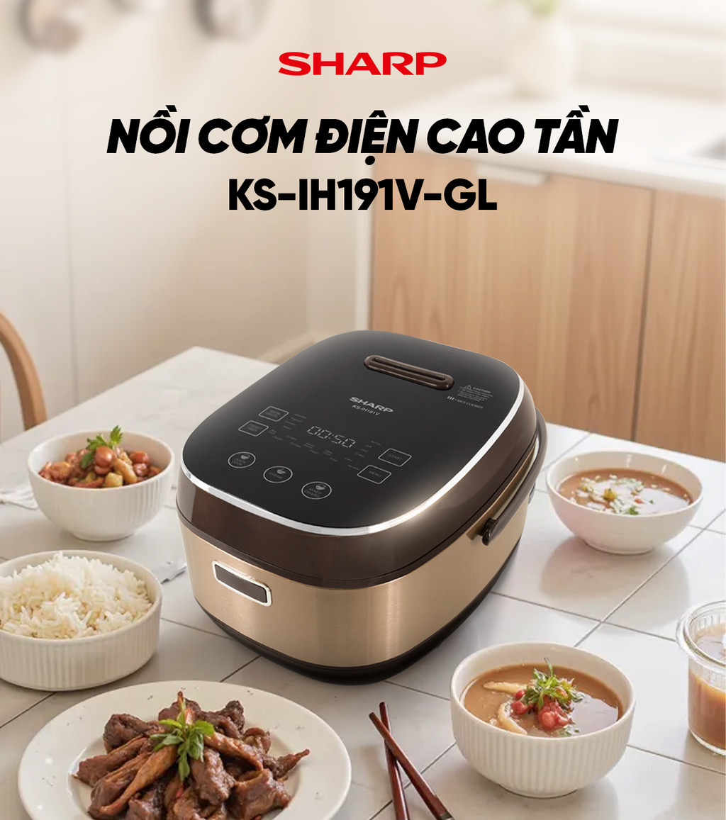 Nồi cơm điện cao tần cảm ứng Sharp 1.8L KS-IH191V-BK/GL - Hàng chính hãng bảo hành 12 tháng ...