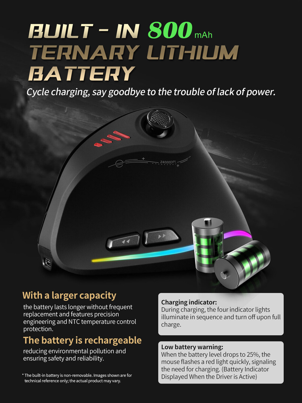 Chuột dọc không dây có dây với chuột chơi game jostik Rgb Nút lập trình ...