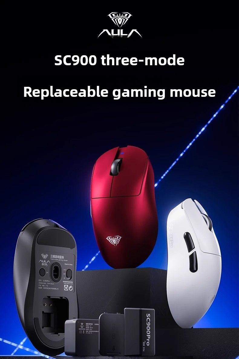 Chuột thể thao ba chế độ không dây AULA SC900 Pro / Max Dual 8K Nhẹ PAW3395 cho máy tính Văn ...