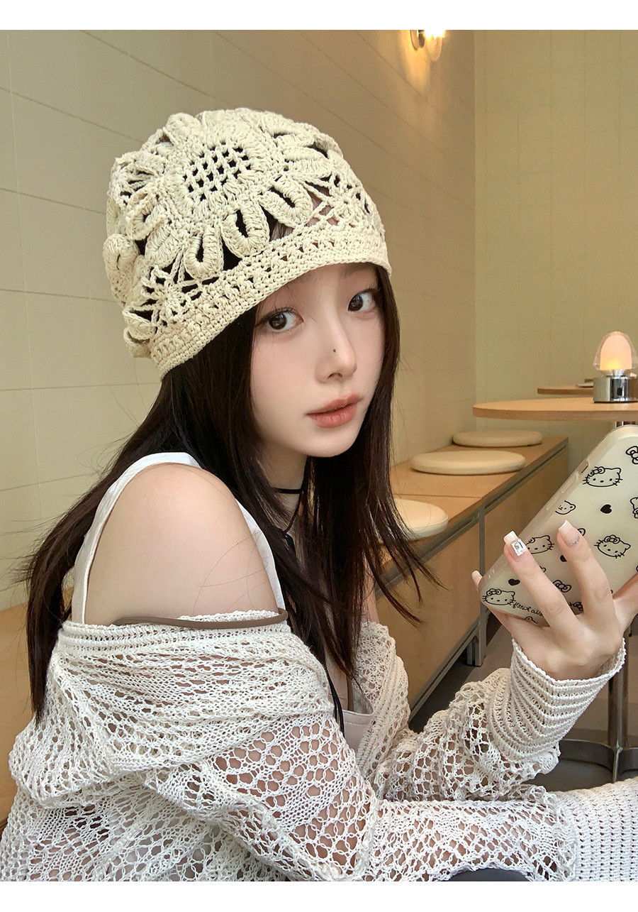 Hàn Quốc Mỏng Móc Cọc Mũ Nữ Mùa Hè Ren Hoa Beanies Mũ | Shopee Việt Nam