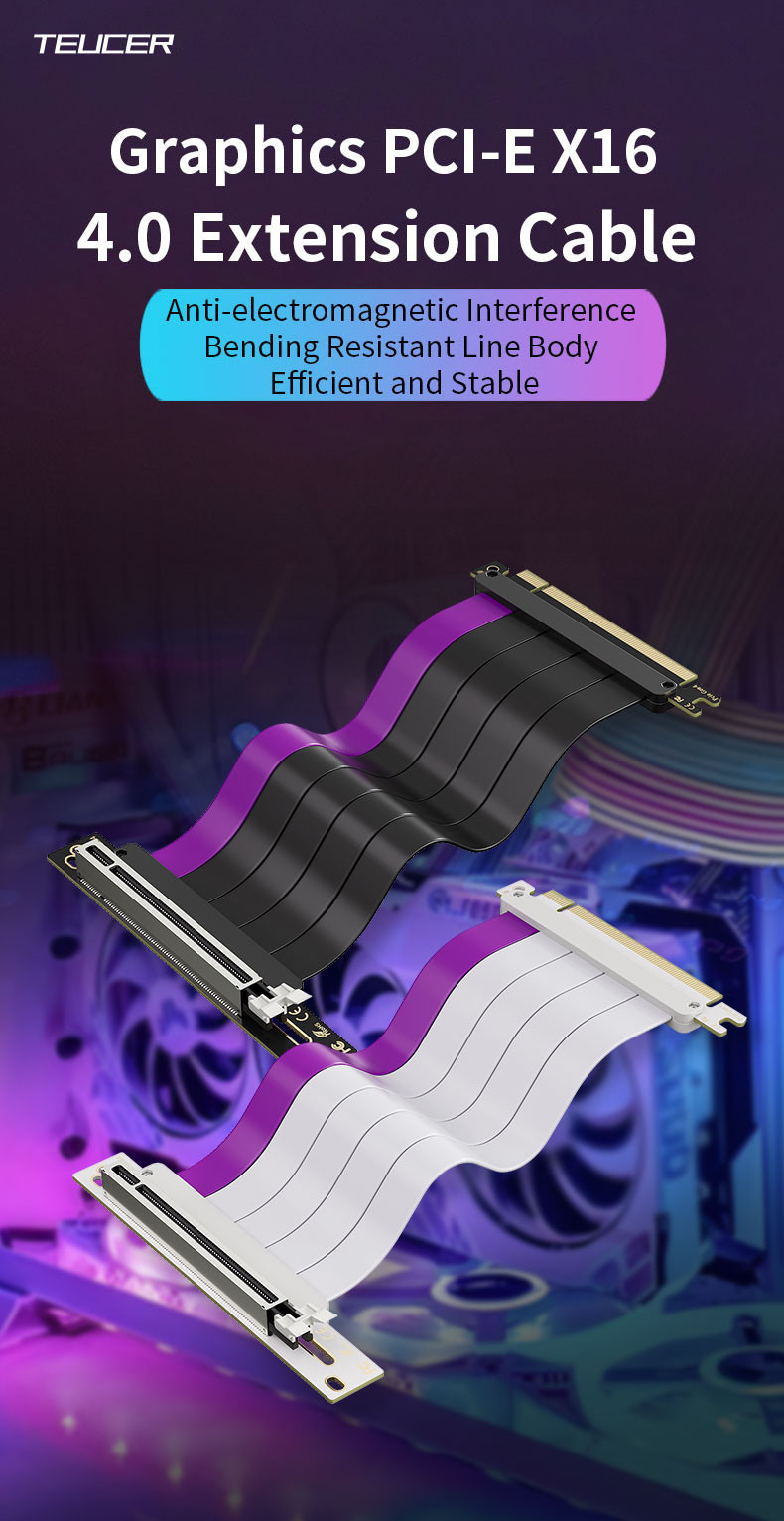 TEUCER PCI-E 4.0 X16 Riser Cáp mở rộng thẻ Video được bảo vệ linh hoạt ...