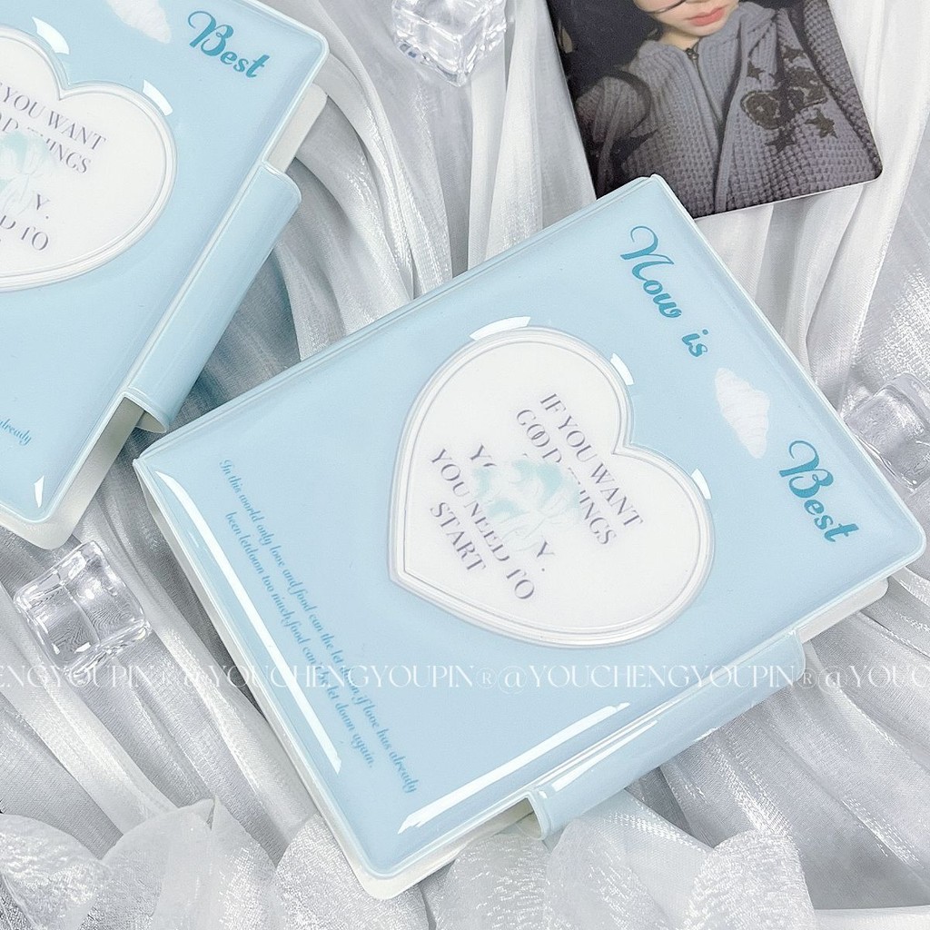 Hộp lưu trữ thẻ một lưới dày bóng INS Blue Cloud Pu, sách lưu trữ xe ...