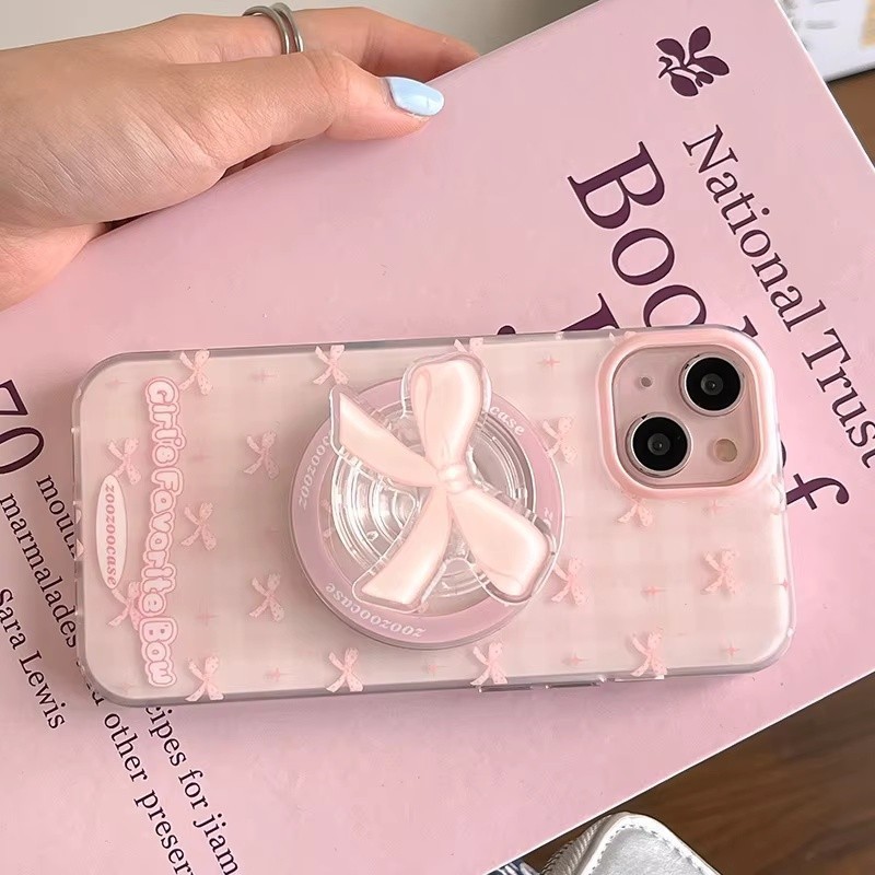 Dễ Thương Nơ Màu Hồng Popsocket Từ Tính Giá Đỡ Điện Thoại Cho Magsafe Case IPhone 16 15 14 Pro ...