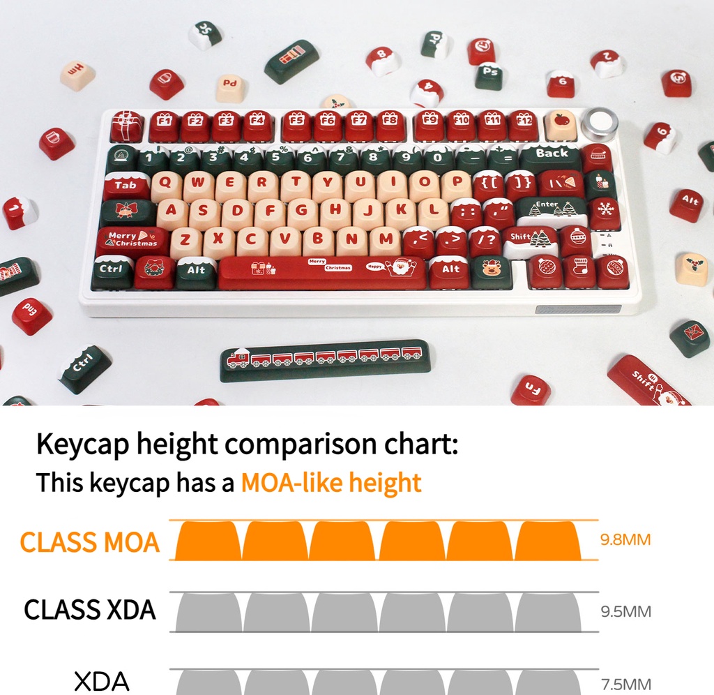 Merry Christmas Theme Keycaps Chúc Giáng Sinh Chủ Đề Keycaps 130 Phím Lớp MOA Chiều Cao PBT ...