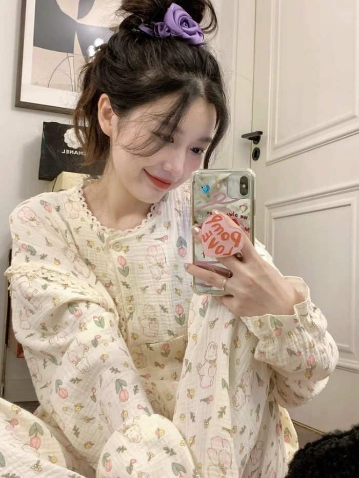 YAMI Bộ Đồ Ngủ Họa Tiết Hoạt Hình Chú Thỏ Dễ Thương Phong Cách Nhật Bản ...