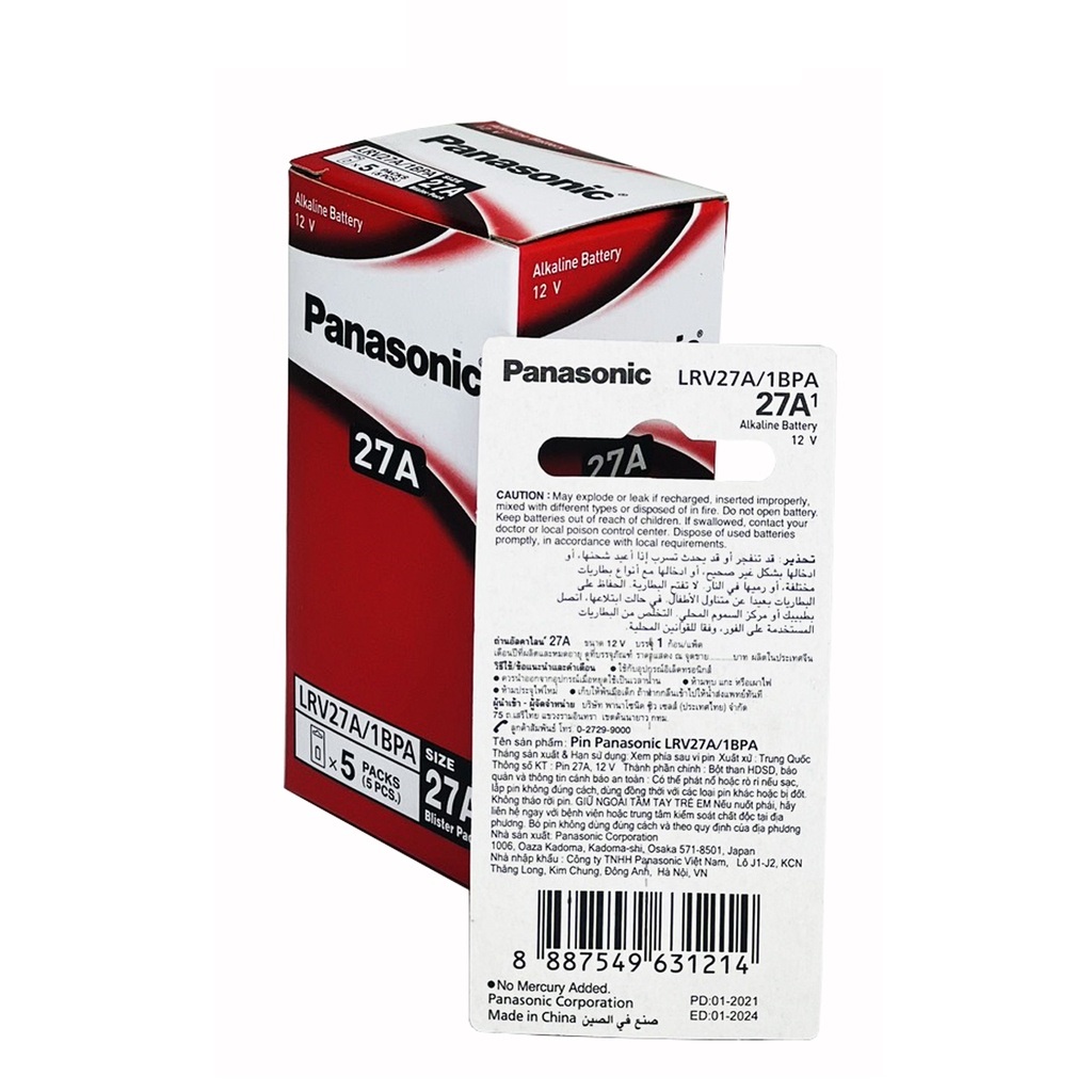 Vỉ 1 viên Pin 12V A27 Panasonic LRV27A alkaline Chính hãng dùng thay pin cho cửa cuốn | Shopee ...