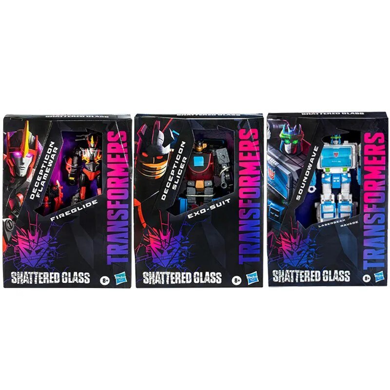 Transformers Shattered Glass Voyager Soundwave Flamewar Fireglide ...