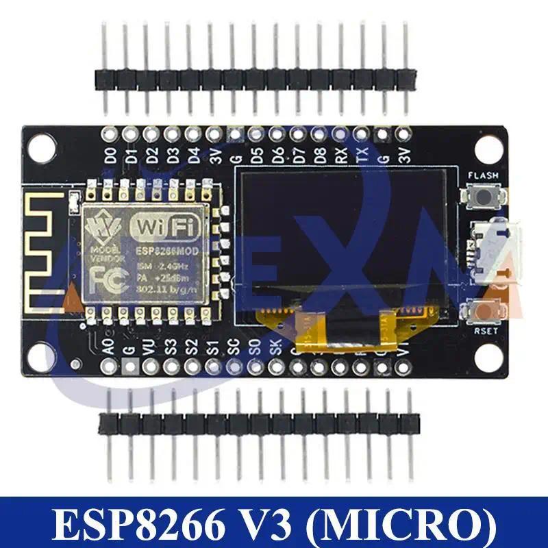 Bản Mạch Phát Triển nodemcu esp8266 v3 Màn Hình Led 0.96 inch ch340 esp-12f type-c usb Cho ...