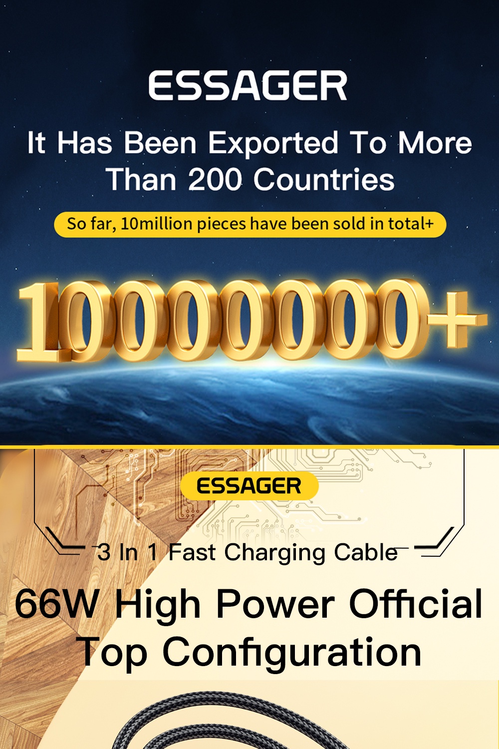 Dây Cáp Sạc usb Loại c 3 Trong 1 essager 66w 66w Cho Điện Thoại ip 13 12 pro max | Shopee Việt Nam