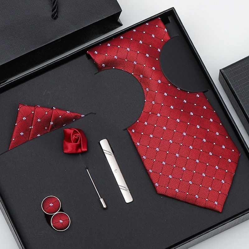 Nam Sáu Mảnh Trang Phục Công Sở Phiên Bản Hàn Quốc Đỏ Cm Cà Vạt Chổi ...