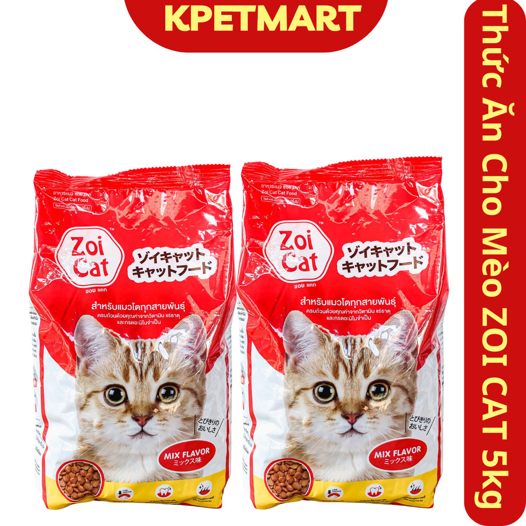 Thức Ăn Hạt Cho Mèo ZOI CAT 5kg - COMBO 5 gói 1kg Thức Ăn Cho Mèo Mọi ...