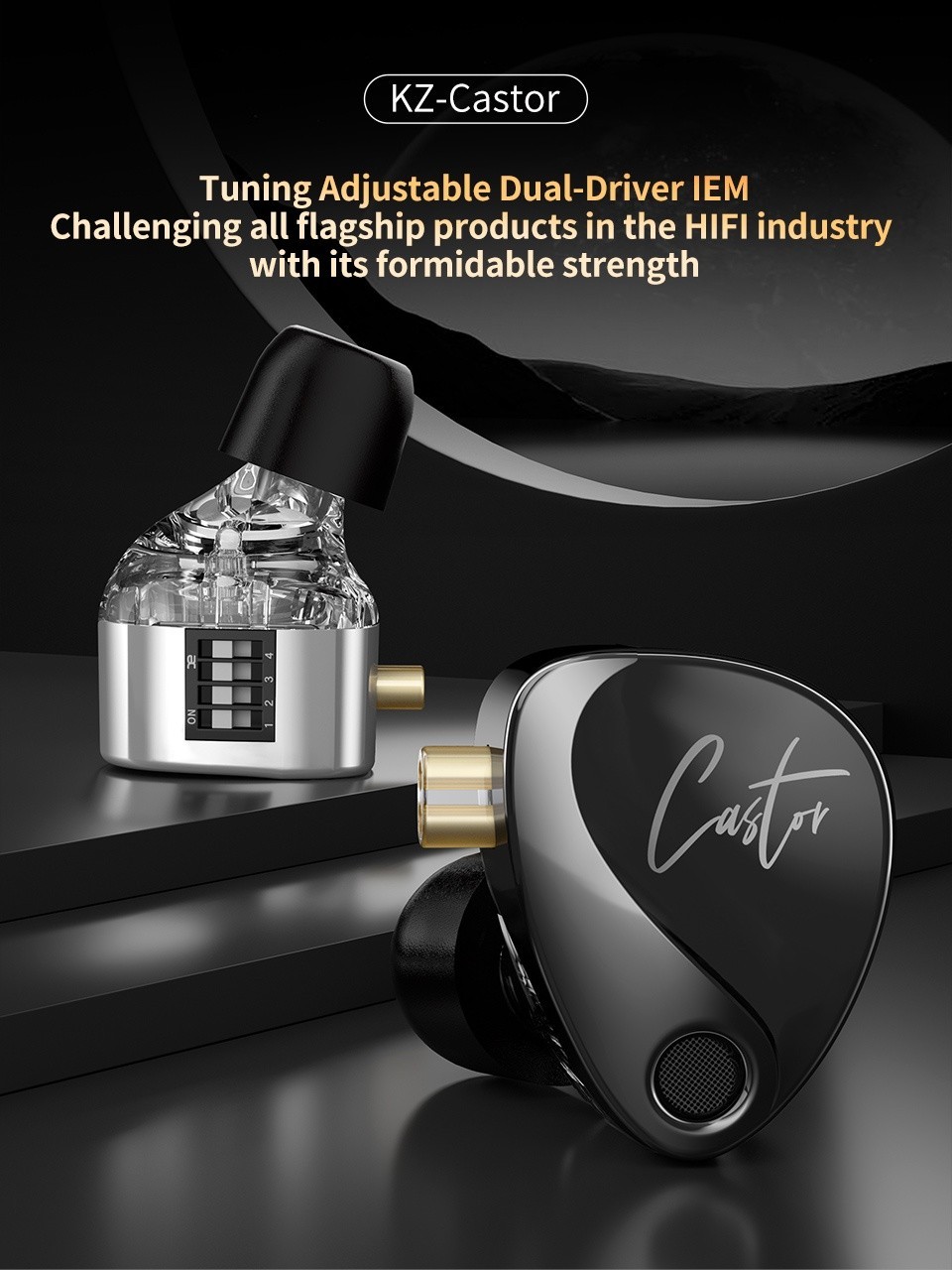 KZ Castor In-Ear Tai nghe Hi-Fi 2 Động Cao cấp Điều chỉnh Cân bằng Armature Tai nghe Monitor Tai ...