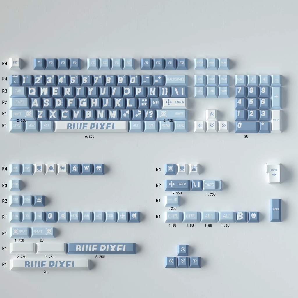 Retro Đen Vàng / Xanh / Hồng / Tím Kích Thước Lớn In Chữ Keycaps Cá ...