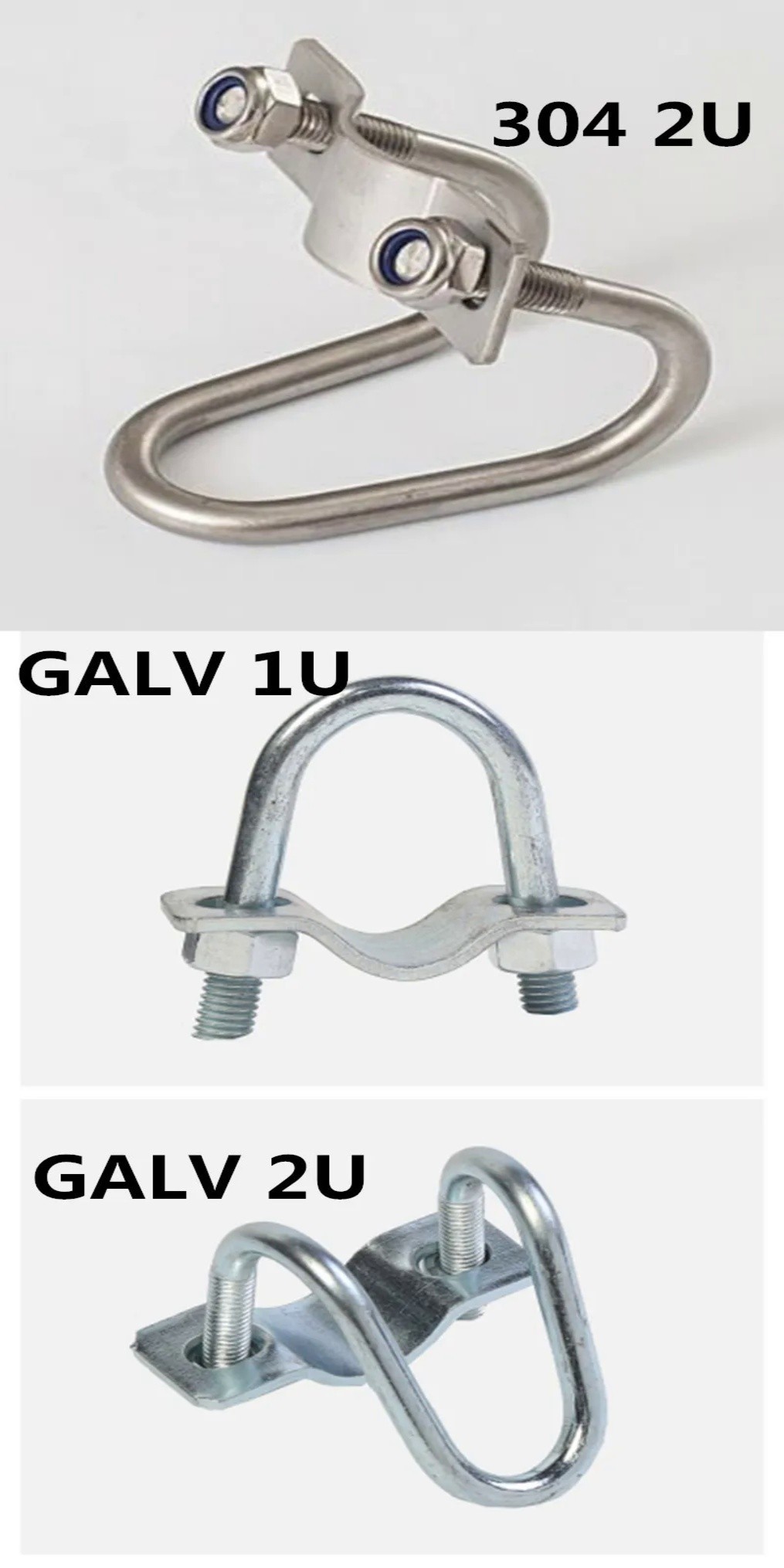 U Bolt 20 25 32 40 50 M6M8 304 & Kẹp ống chữ U đôi mạ kẽm Đầu nối thép vít Giàn giáo cố định Kẹp ...