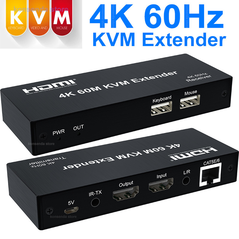 4K 60Hz HDMI KVM Extender 60M qua Rj45 Cat6 Cáp HDMI USB Mở Rộng Video ...