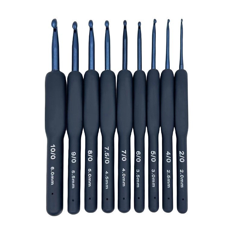 1 Bộ Kim Móc Tay Cầm Mềm Màu Xanh Dương 2.0mm / 2.5mm / 3.0mm / 3.5mm / 4.0mm / 4.5mm / 5.0mm ...