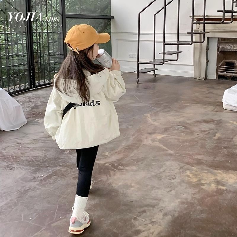 Áo khoác chống gió có mũ trùm đầu nhập khẩu cho bé gái 3-14 tuổi Thích hợp cho 9-34KG, 83-140CM ...