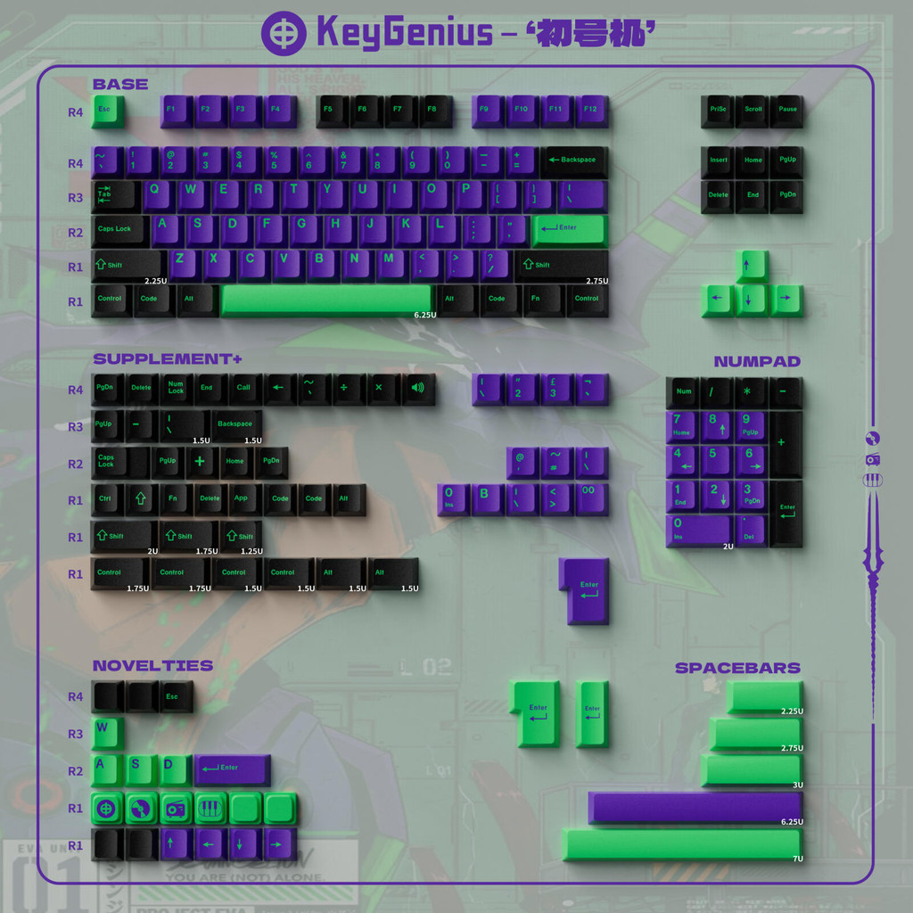 Keygenius PBT double Shot Keycaps WOB BOW EVA Rome cherry profile Keycaps Bộ cho Bàn Phím Cơ ...
