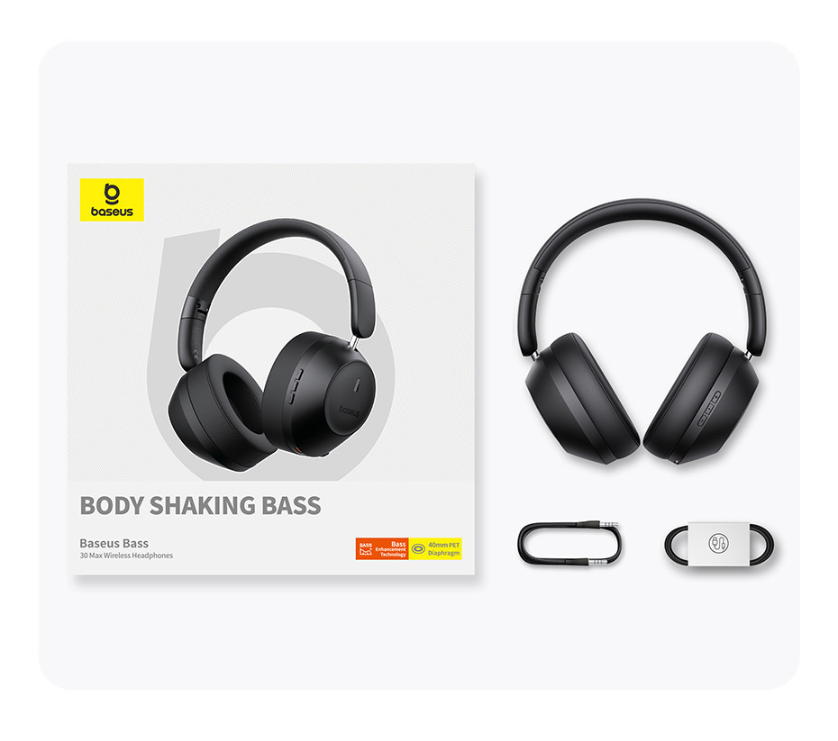 Tai Nghe Chụp Tai Baseus Bass 30 Max -30dB Khử tiếng ồn thụ động với 2 ...