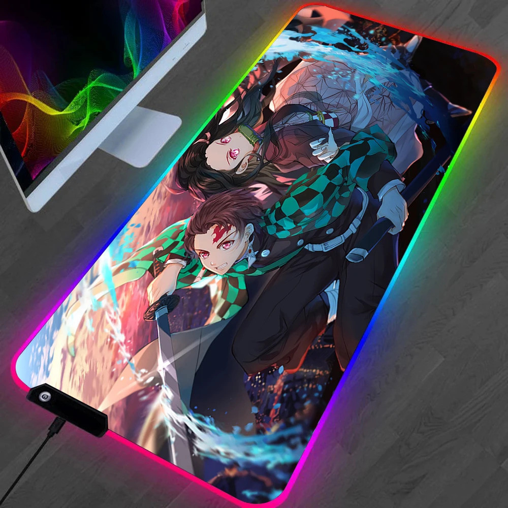 Demon Slayer Tanjiro Kamado LED Chơi Game Mousepads Bàn Lớn Thảm PC ...