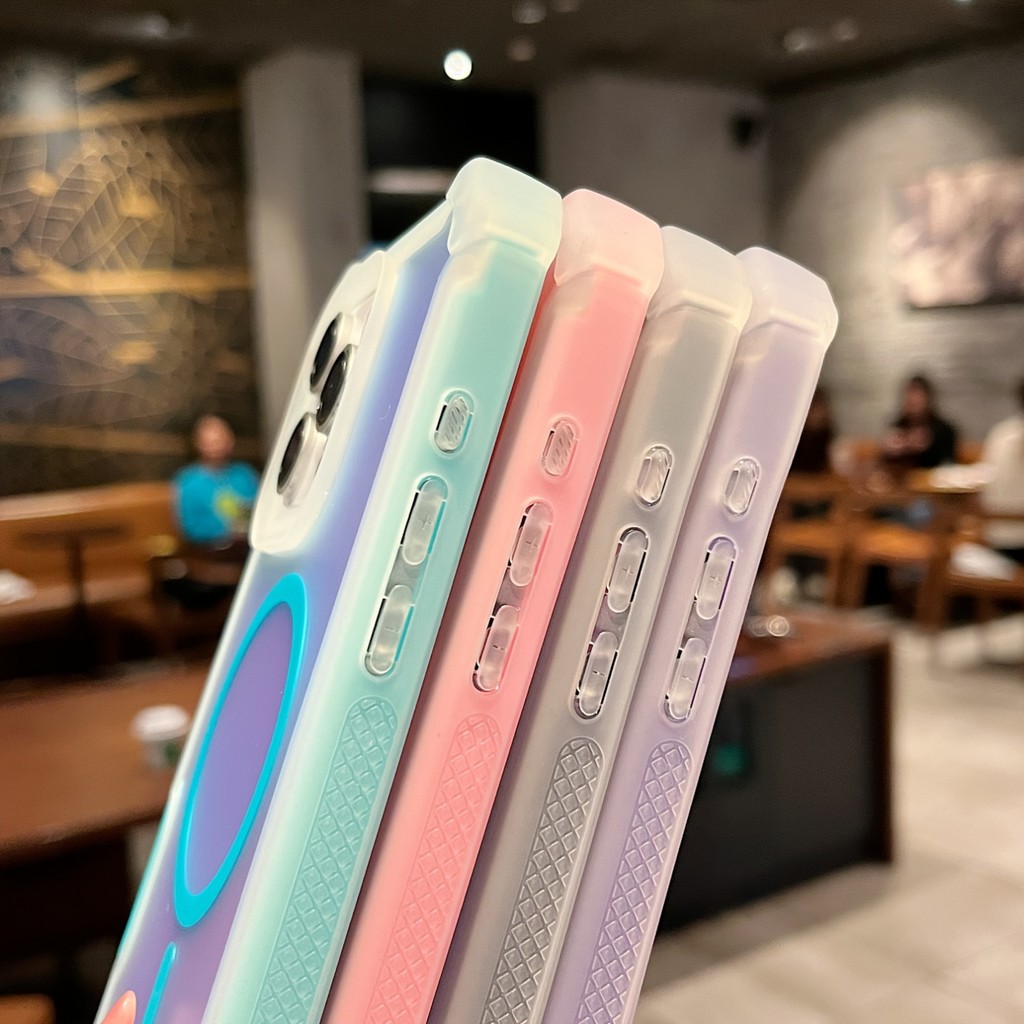 Ốp điện thoại dày từ tính 2 trong 1 Macaron Gradient cho IPhone 16 / 15 ...