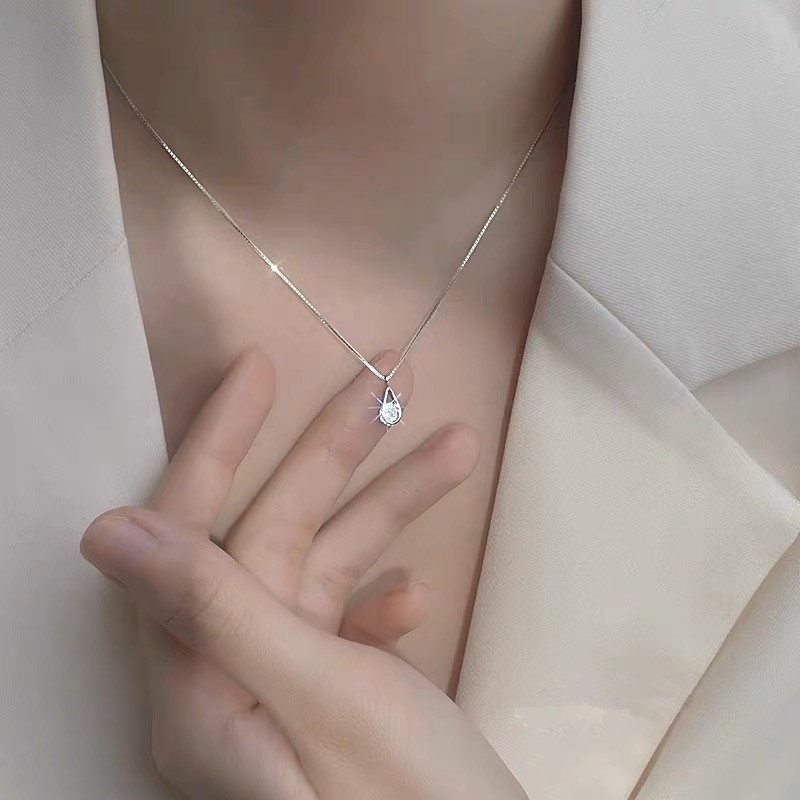 Jojo COCO S925 Mạ Bạc Giọt Nước Zircon Mặt Dây Chuyền Vòng Cổ Nữ Xương Đòn Dây Chuyền Phụ Kiện ...