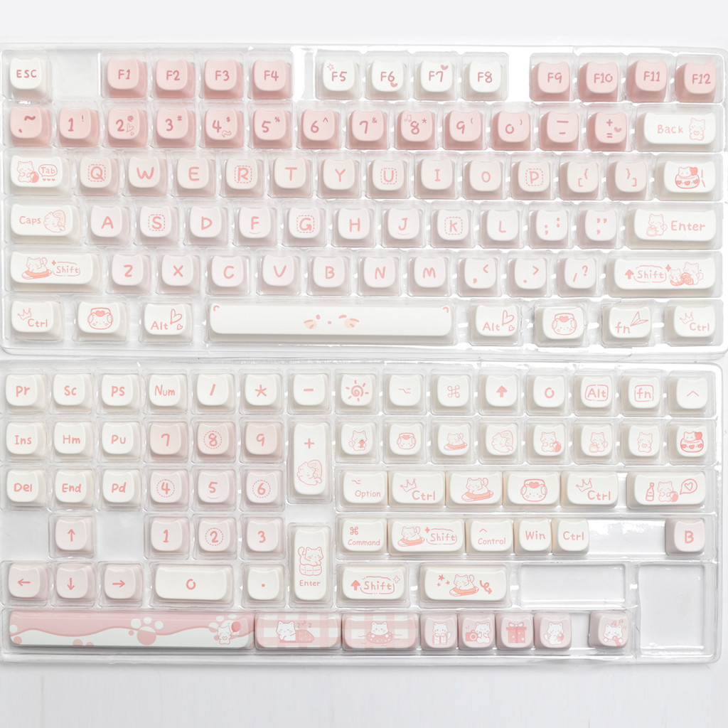 Keycaps Kitten màu hồng đáng yêu MAO Profile Chất liệu PBT DYE-SUB Chủ ...