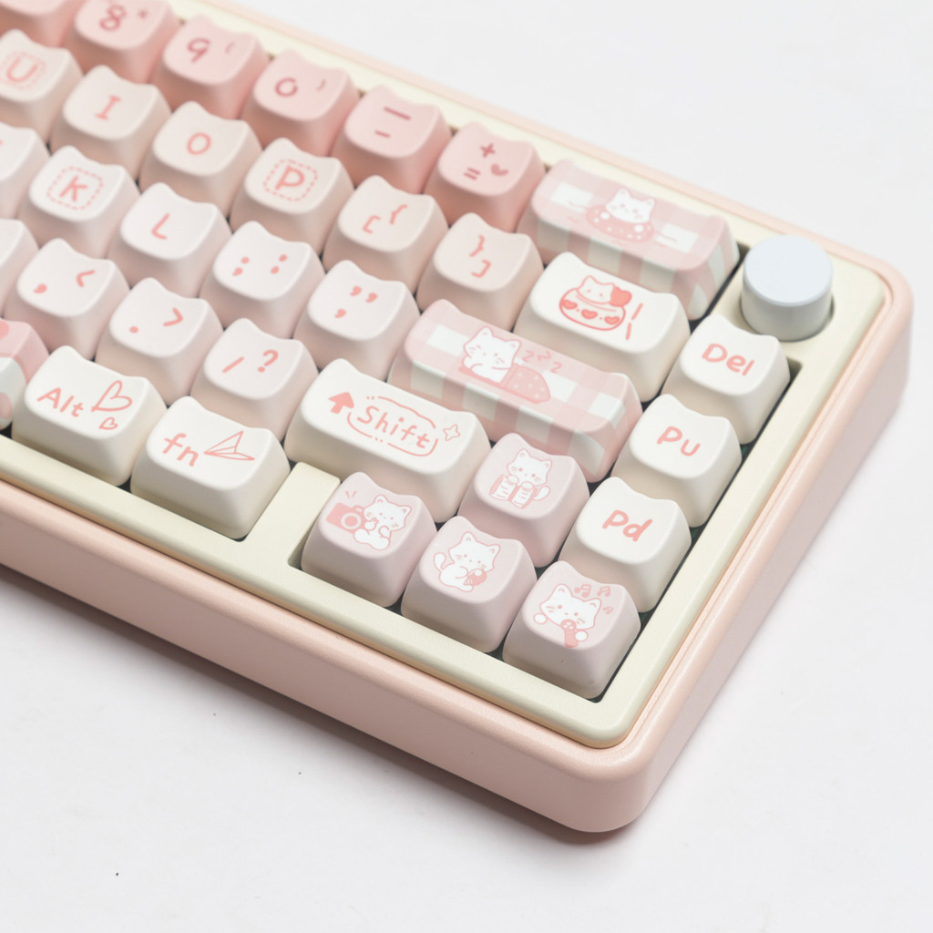 Keycaps Kitten màu hồng đáng yêu MAO Profile Chất liệu PBT DYE-SUB Chủ ...