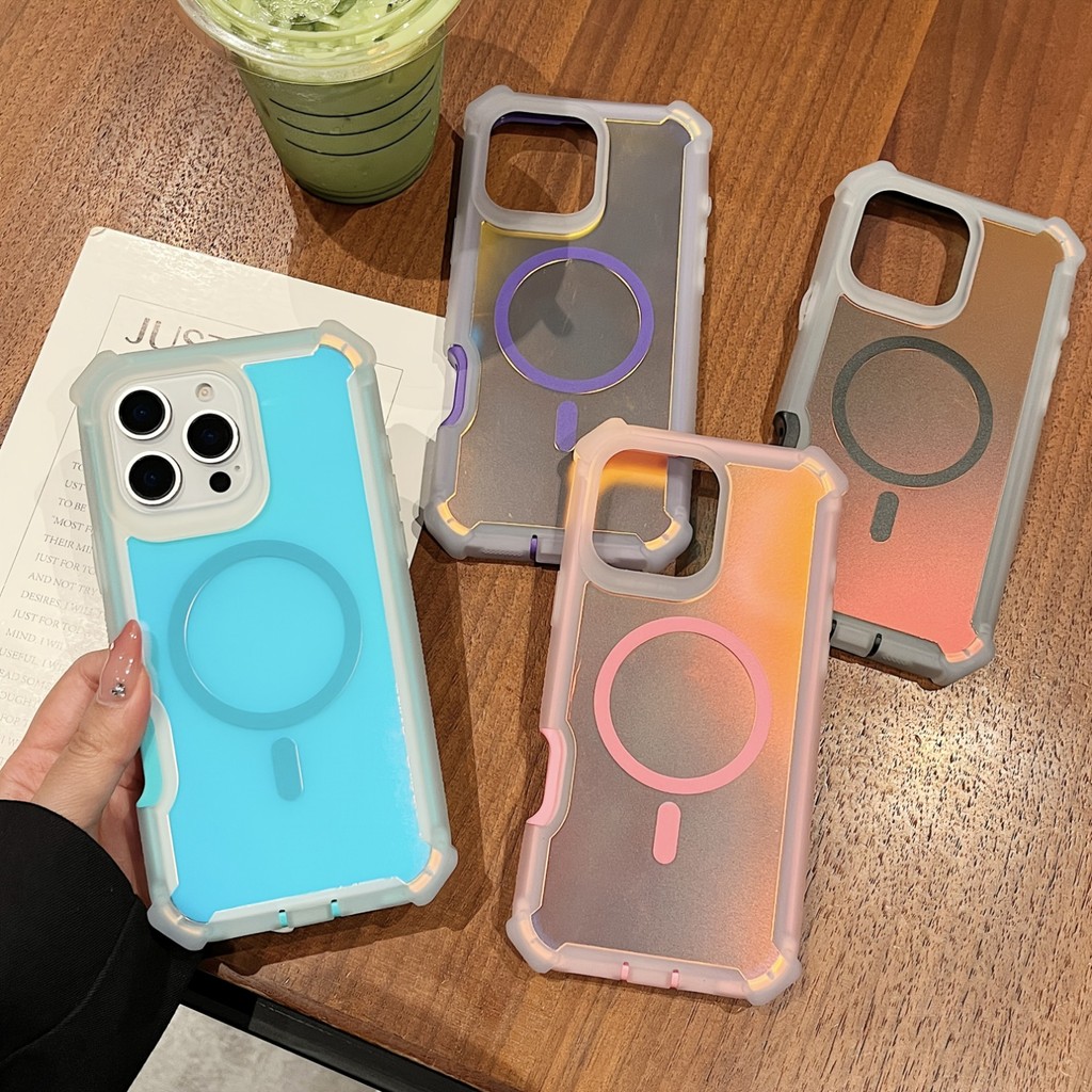 Ốp điện thoại dày từ tính 2 trong 1 Macaron Gradient cho IPhone 16 / 15 ...