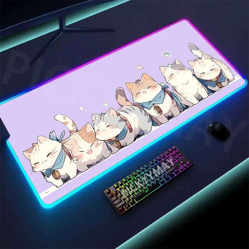 Mèo Dễ Thương Lớn RGB Mouse Pad XXL Chơi Game Mousepad LED Mouse Mat ...