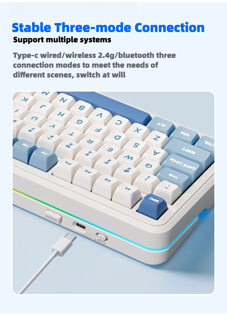 Bàn phím cơ Mchose K99 V2 full size văn phòng 3 chế độ kết nối, có tạ, RGB, Led viền, siêu ngon ...