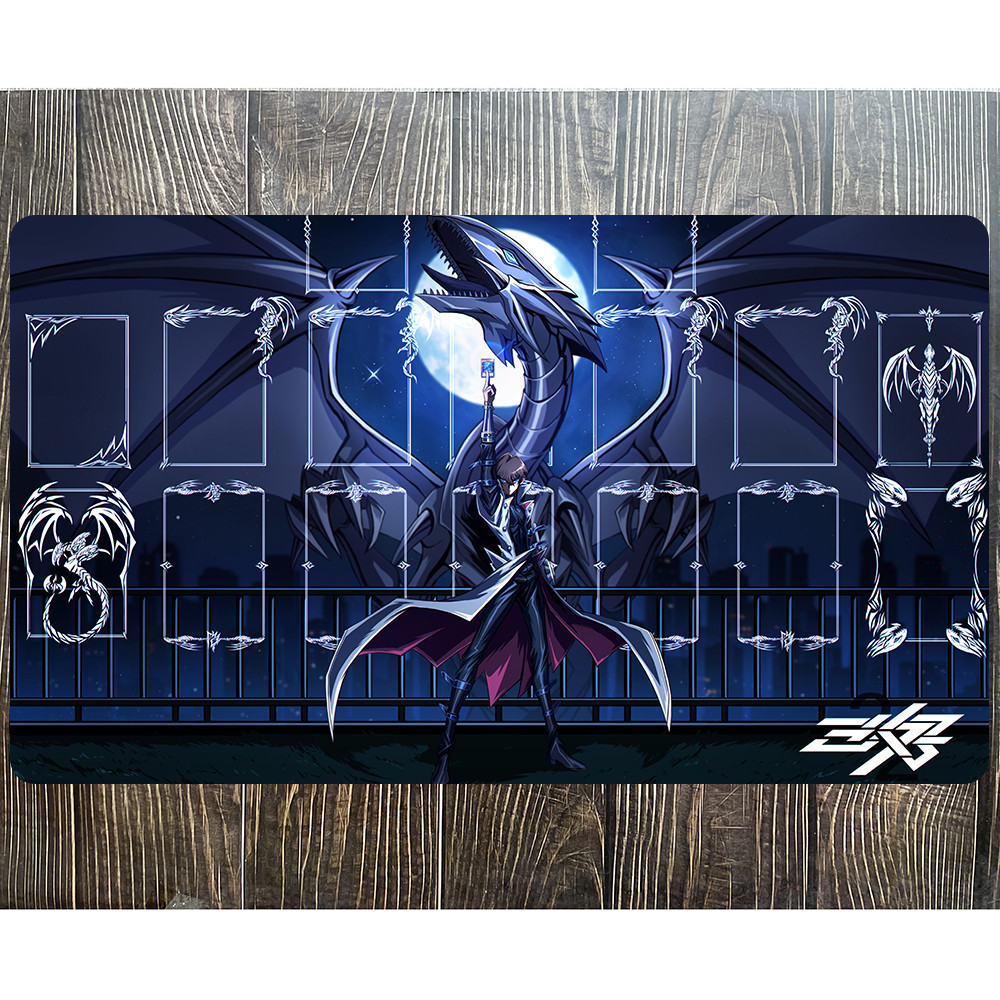 Yu-Gi-Oh Blue-Eyes White Dragon Mat Duel Playmat Trading Game Card Pad ...