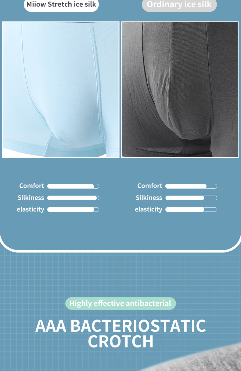 Miiow 3 Quần Lót Nam Graphene Kháng Khuẩn Băng Lụa Nam Boxer Quần Đùi Nam Quần Lót Liền Mạch ...