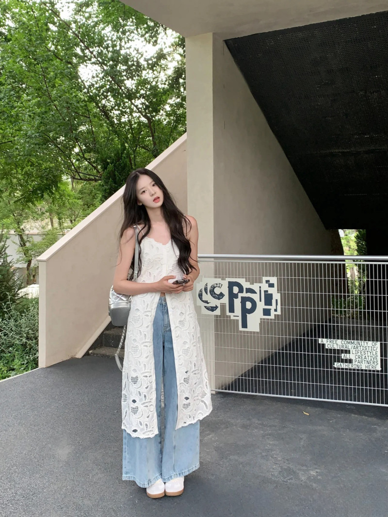 Thiết kế Váy không tay ren Jacquard rỗng Váy chữ A mùa hè dành cho nữ | Shopee Việt Nam