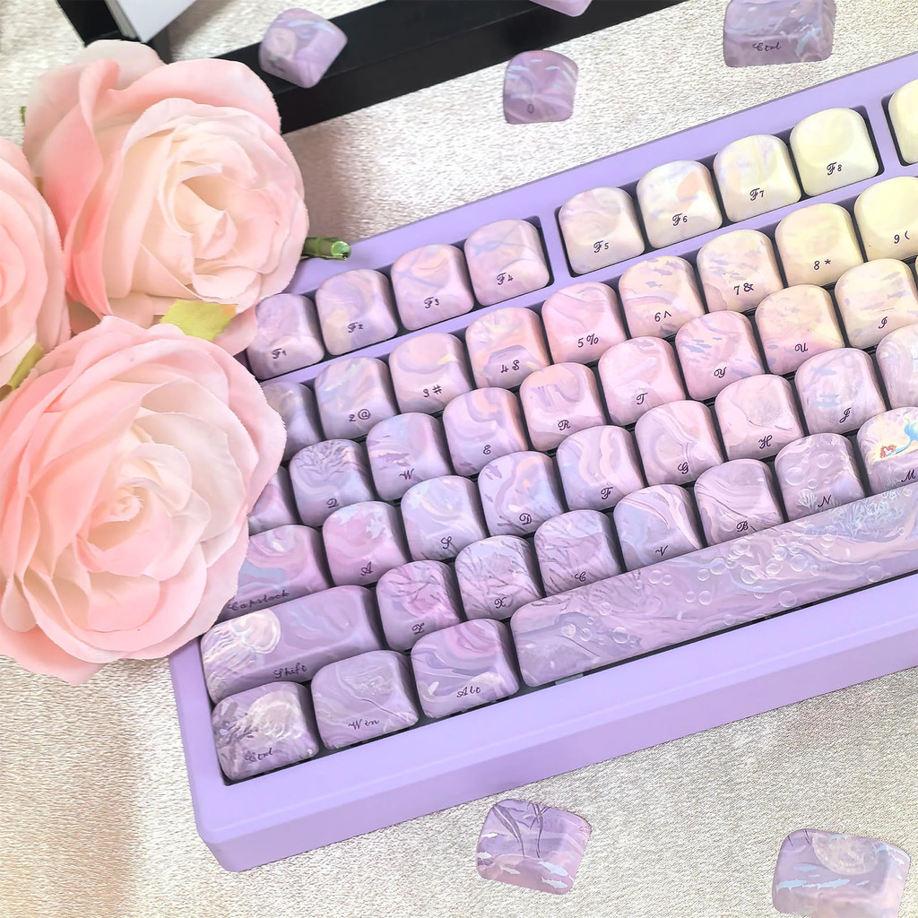 Nàng Tiên Cá Keycap Anh Đào / MOA Hồ Sơ 136 Phím PBT Nhuộm Thăng Hoa ...
