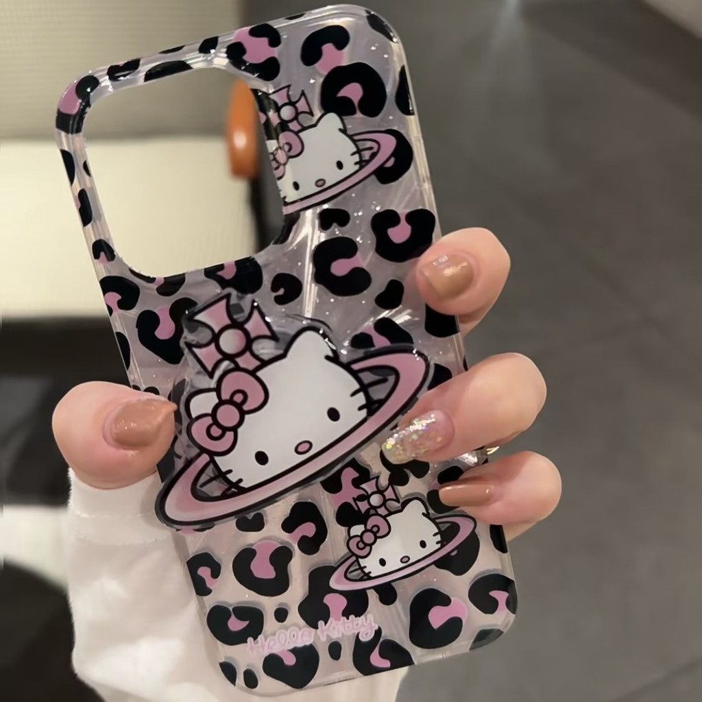 Ốp điện thoại hình con báo màu hồng Planet kt Cat Apple 15 / 14 13 / 12 ...